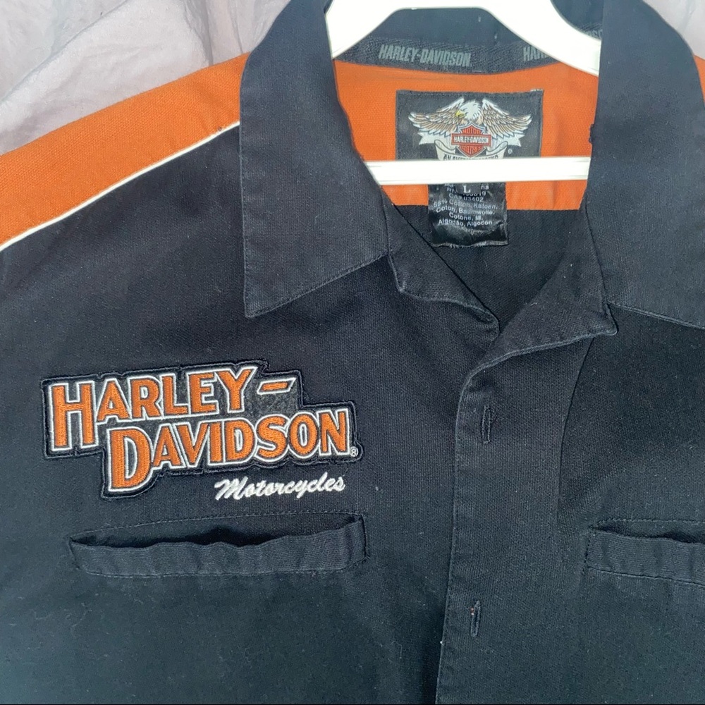 Harley Davidson Racing Button Up Embroidered - Gem